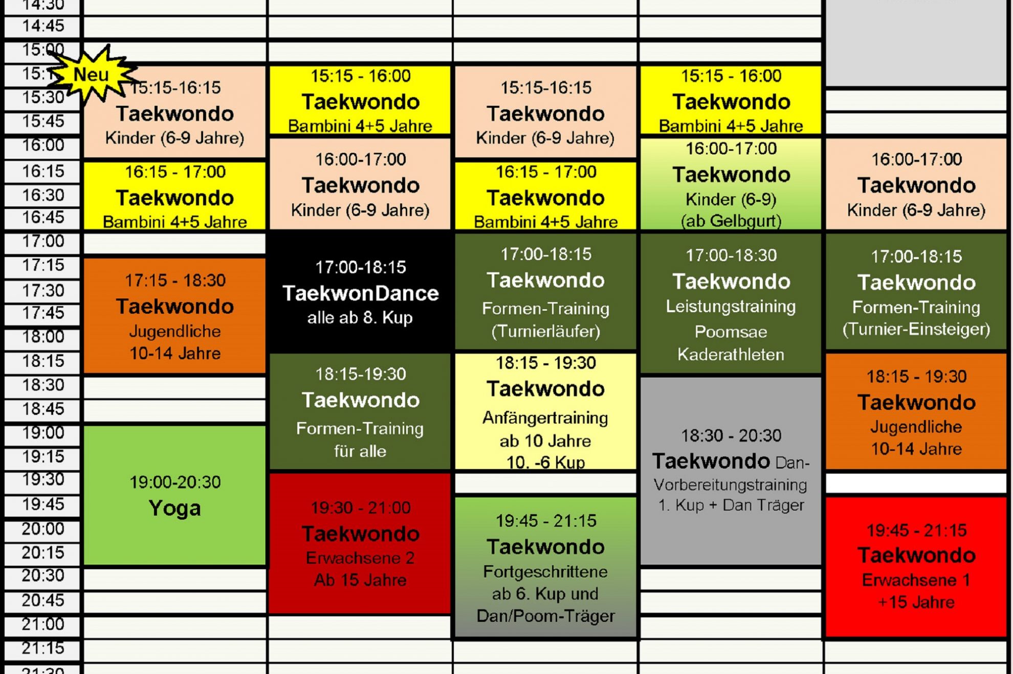 Trainingsplan 2026 – TKD Bergstrasse